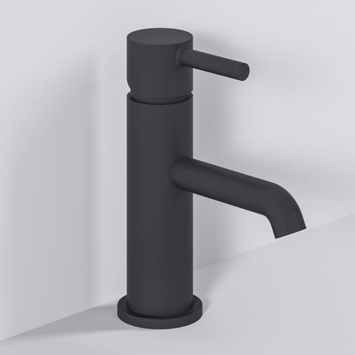 Cascade Element 5 Matt Black Basin Mixer with Push Button Waste - Wave ...