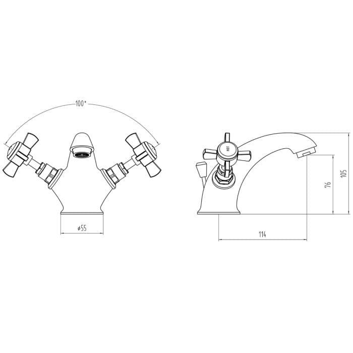 Cascade Henley Basin Mixer with Push Button Waste - Wave Bathrooms