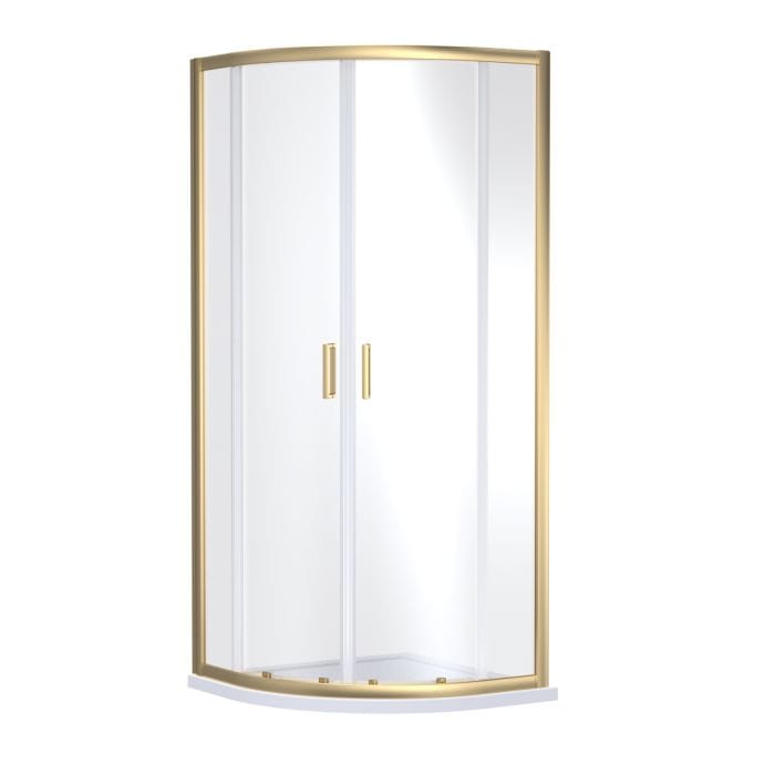 Cascade 6mm, 900x900mm Brushed Brass Quadrant Shower Enclosure - Wave ...